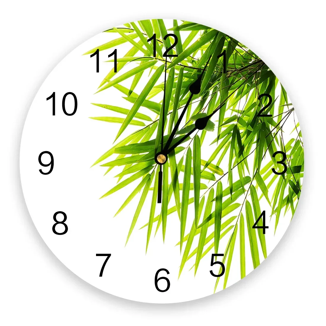 Plant Green Bamboo Leaves Wall Clocks Silent Home Cafe Office Wall ...