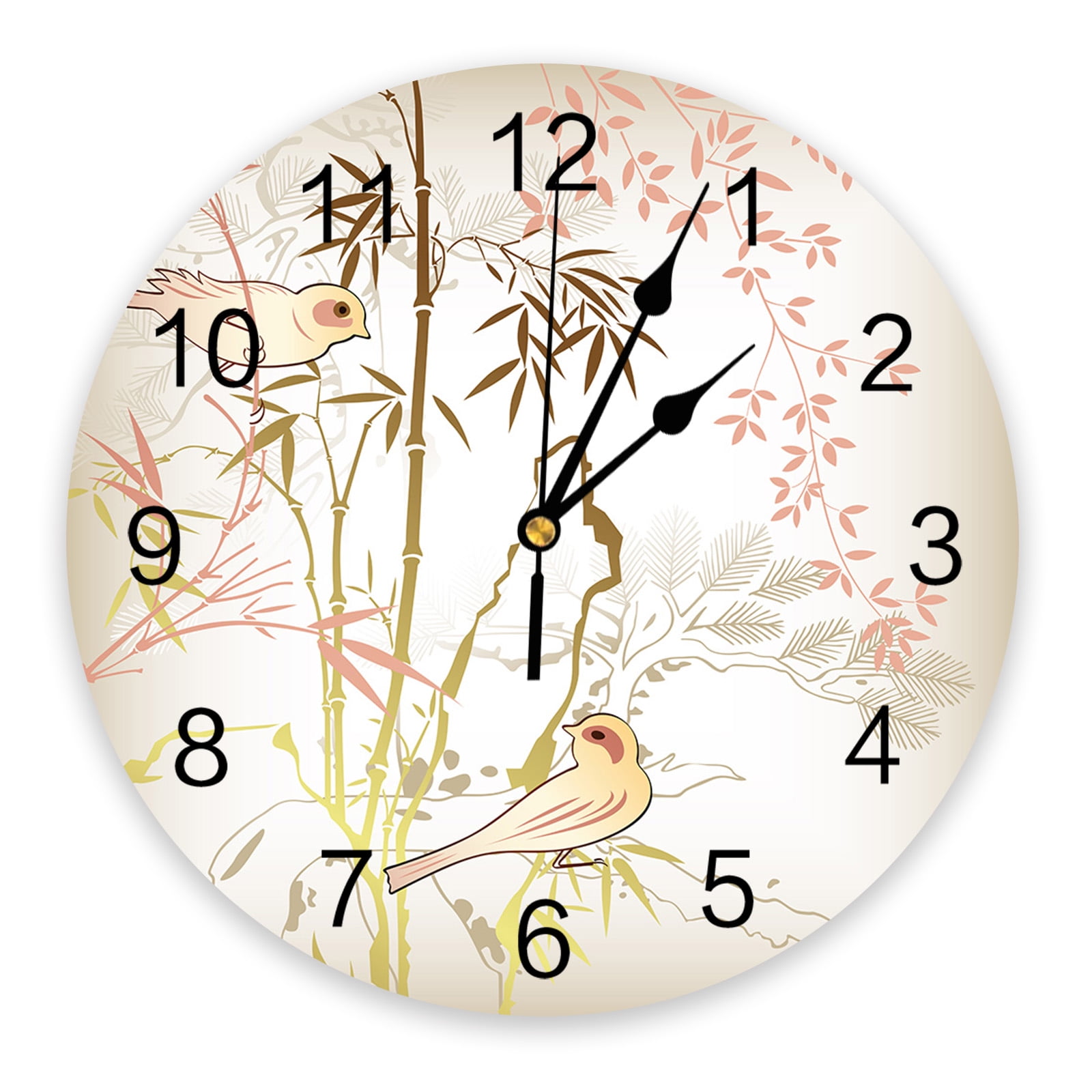 Plant Green Bamboo Modern Wall Clock For Home Office Wall ration Living ...