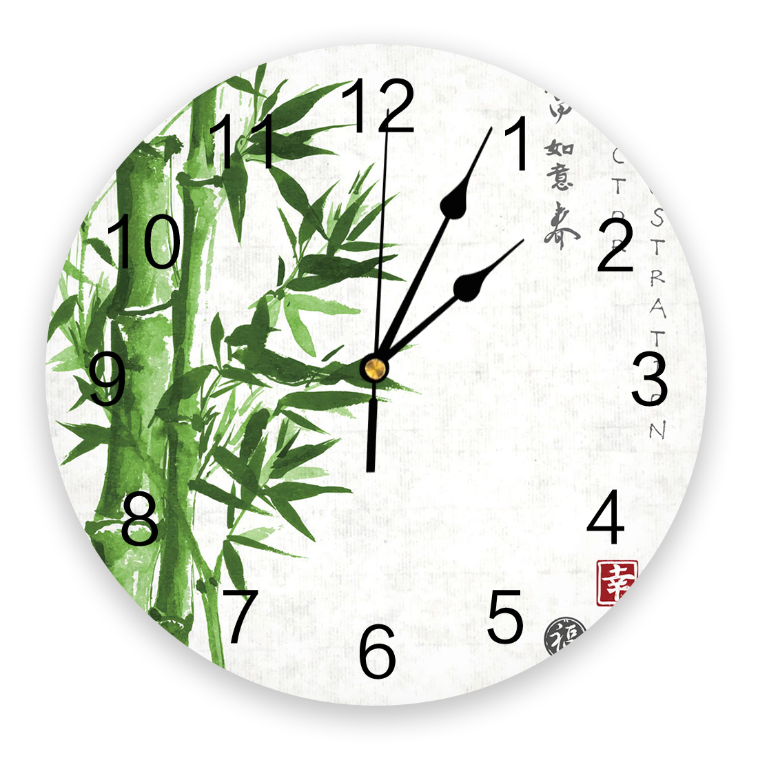 Plant Green Bamboo Modern Wall Clock For Home Office Wall ration Living ...