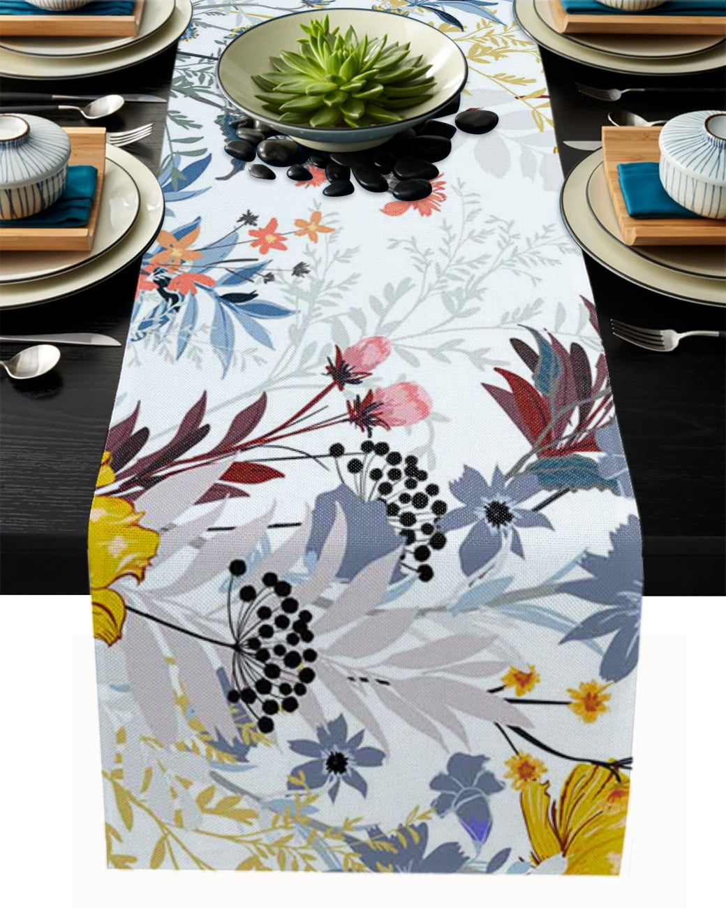 Plant Grey Dandelion Luxury Table Runner for Wedding Birthday Party ...