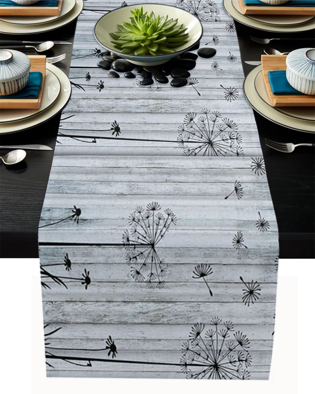 Plant Grey Dandelion Luxury Table Runner for Wedding Birthday Party ...