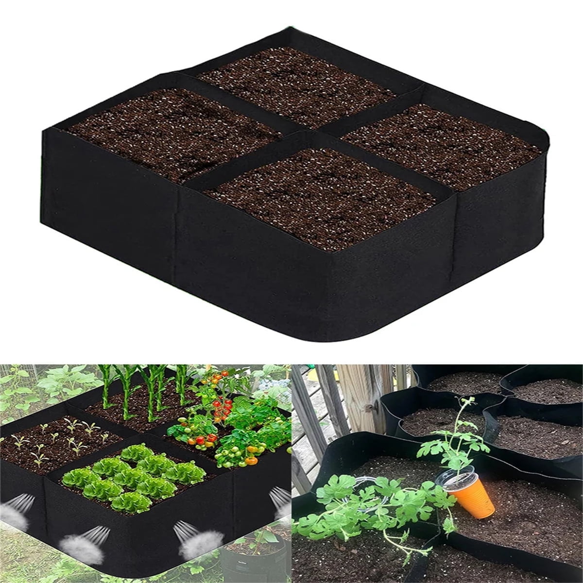 Plant Grow Bags, Fabric Raised Garden Bed, Square Reusable Breathe ...