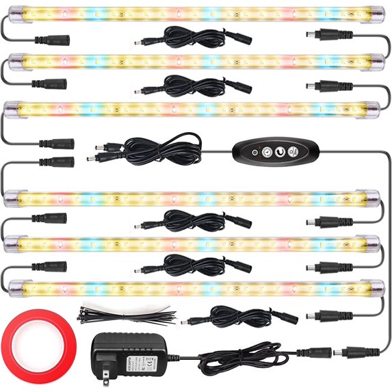 Plant Grow Light 6 Packs T5＆Full Spectrum 3500K 6500K＆Red LED with Auto ...