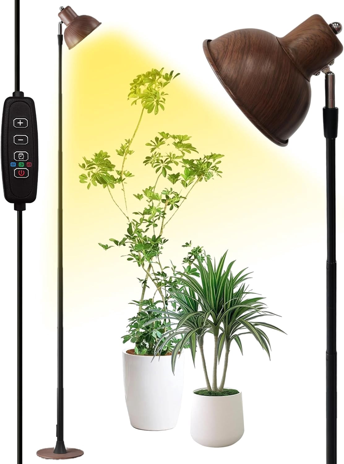 Plant Grow Light for Indoor Plant, Walnut Wood Grain LED Grow Light ...