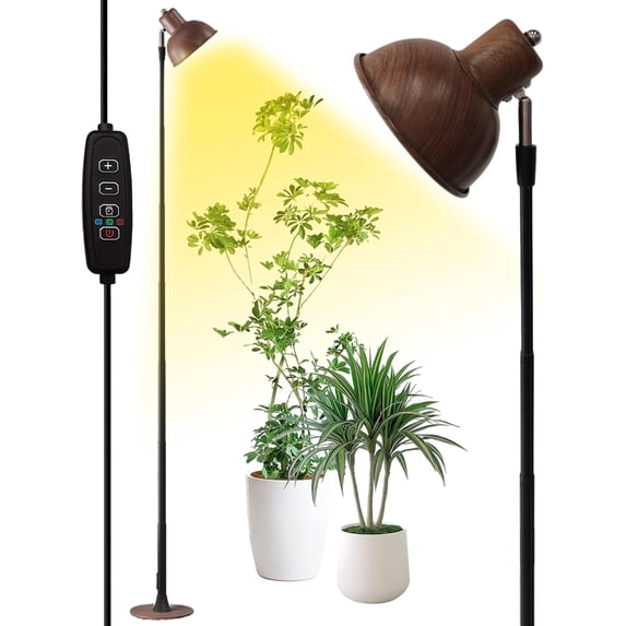 Plant Grow Light for Indoor Plant, Walnut Wood Grain LED Grow Light ...