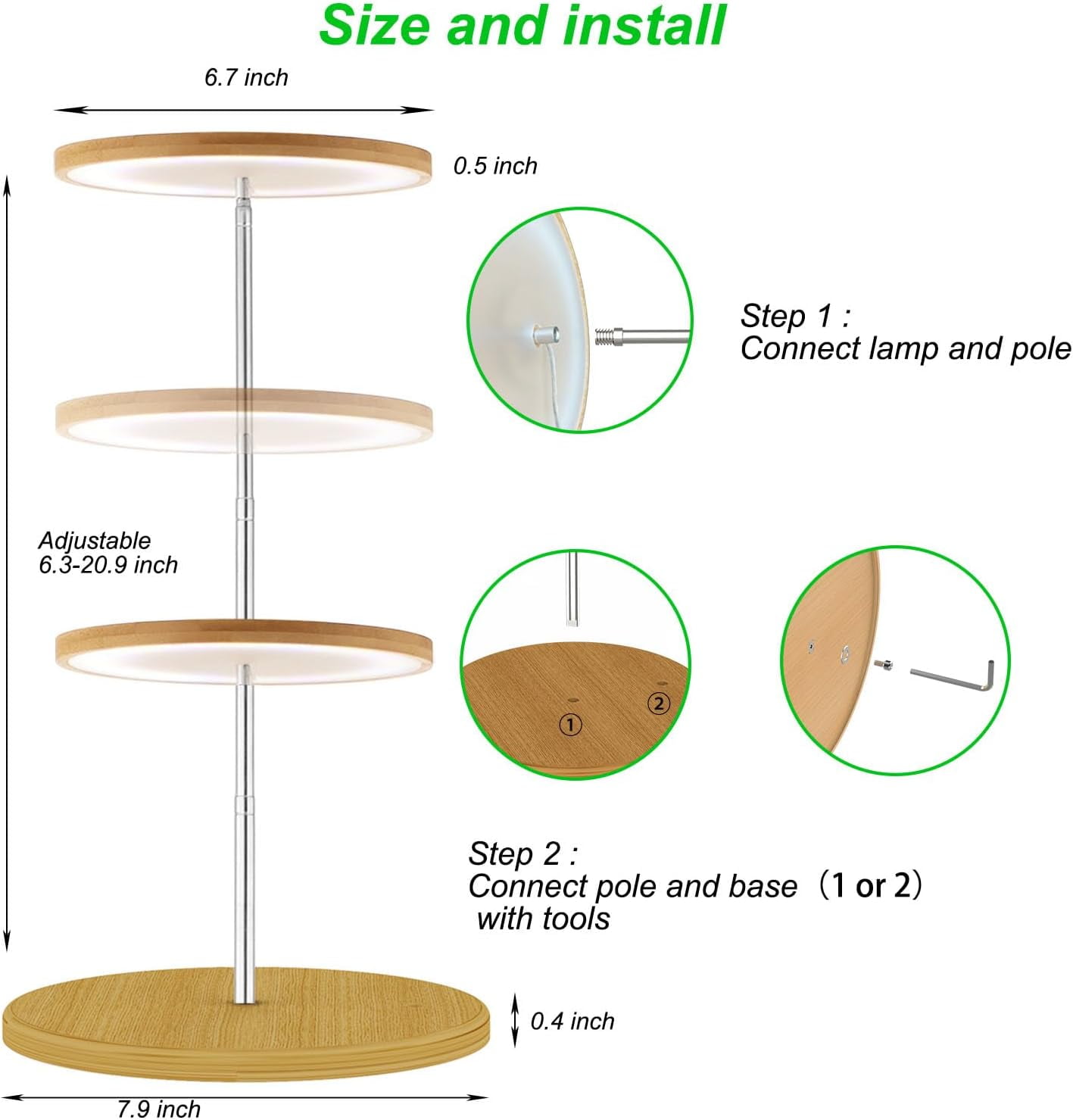 Plant Grow Light for Indoor Plant,Bamboo Mini LED Grow Light Garden ...