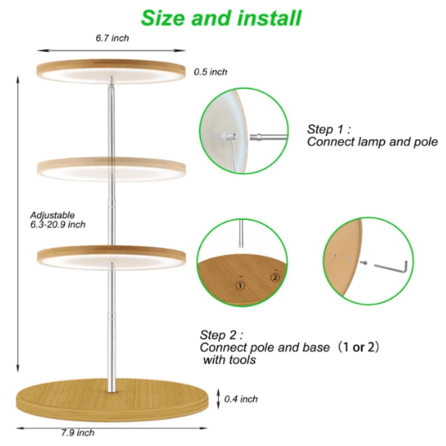Plant Grow Light for Indoor Plant,Bamboo Mini LED Grow Light Garden ...