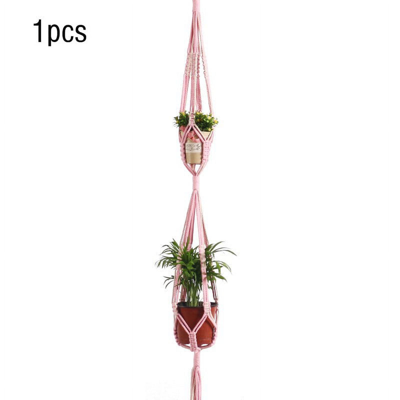 Plant Hanger 2 Layer Macrame Flower Pot Holder Hanging Rope Basket ...