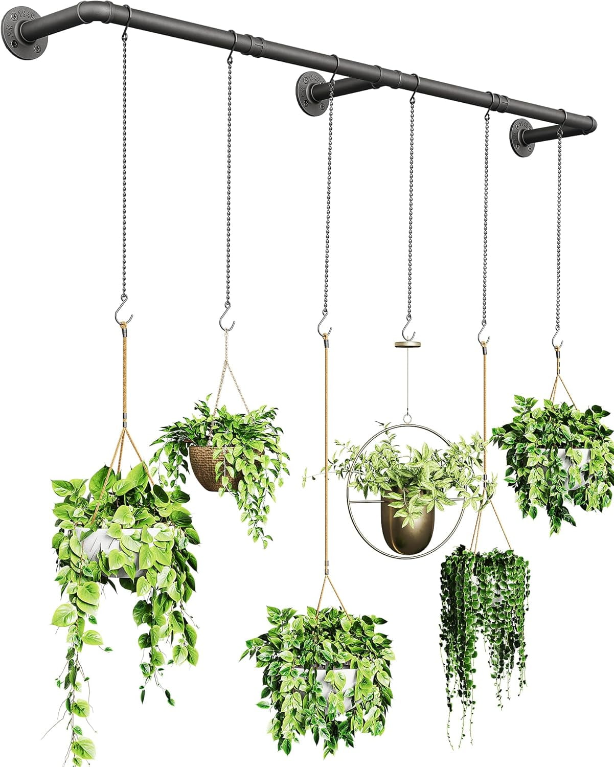 Plant Hanger Indoor, Hanging Planters Rod for Indoor Plants with 6 ...