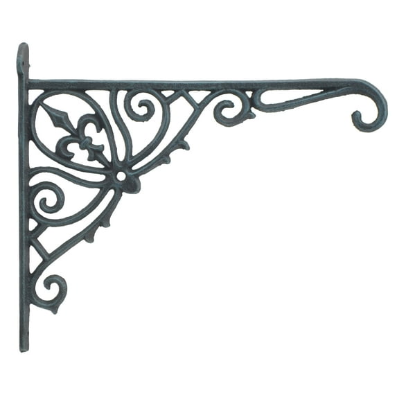 Plant Hanger Ornate Fleur De Lis Verdigris Color Cast Iron 12" Deep by ...