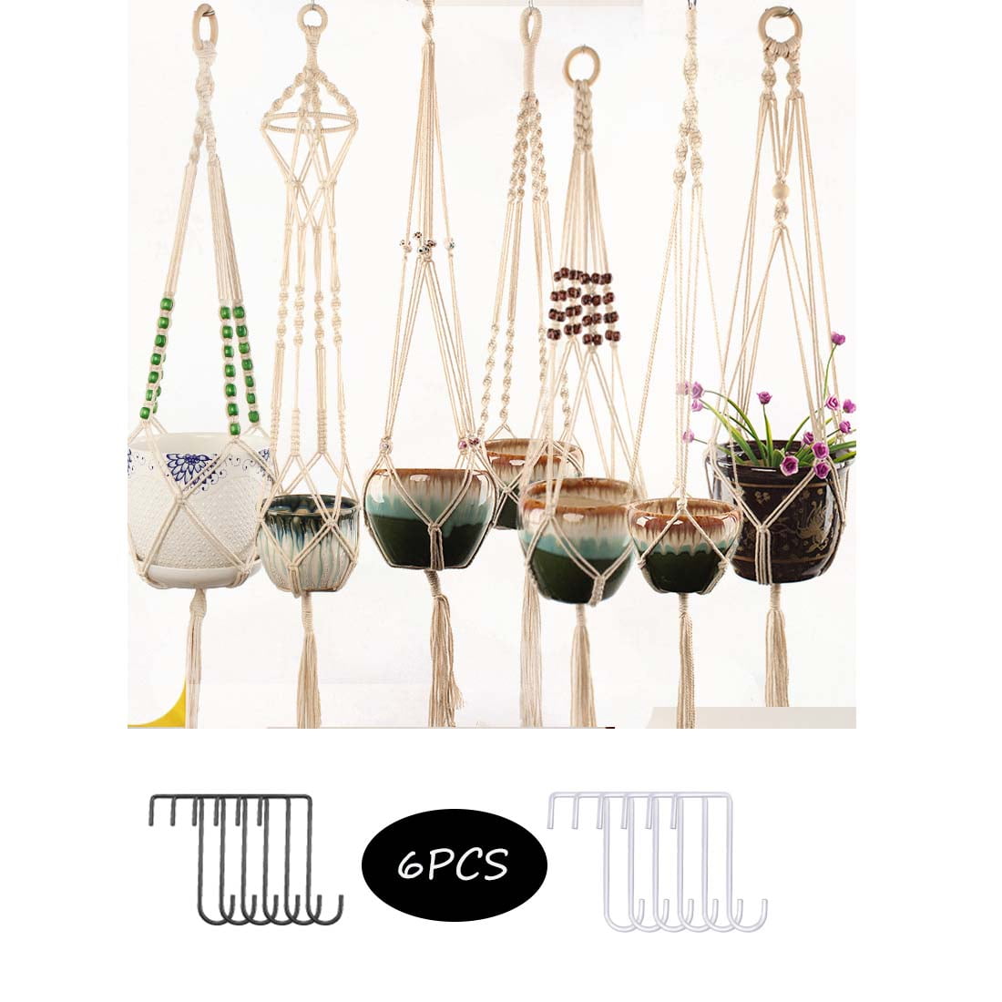 Plant Hangers Indoor Macrame Hanging Planters for Indoor Plants - 6/12Pack Hanging Plant Holders ...