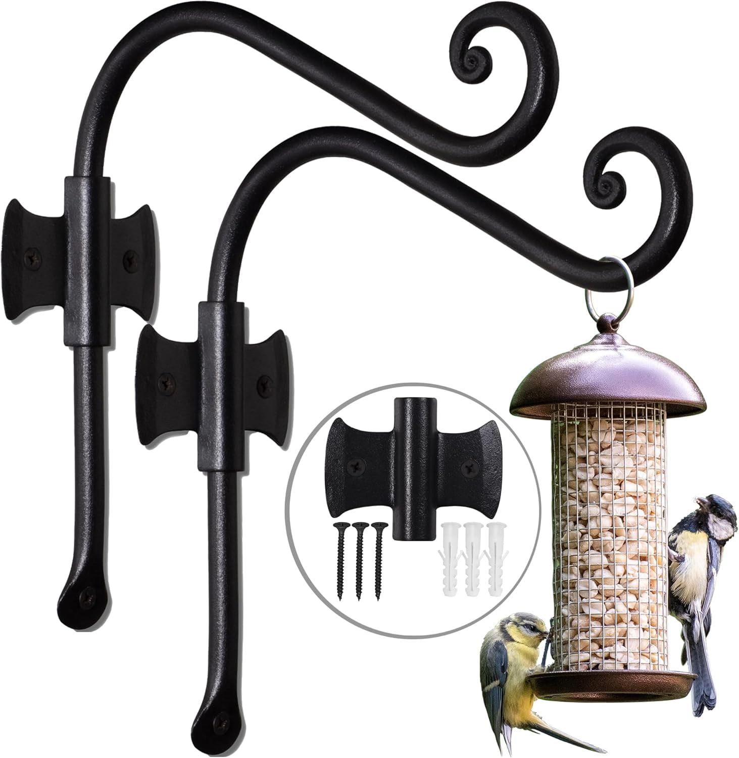Plant Hangers Outdoor or Indoor - Wrought Iron Metal Hanger Indoor Hook ...