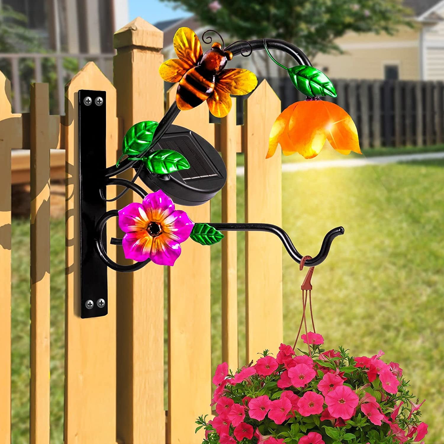 Plant Hangers Outdoor Solar Lights, Hanging Basket Hooks for Bird ...