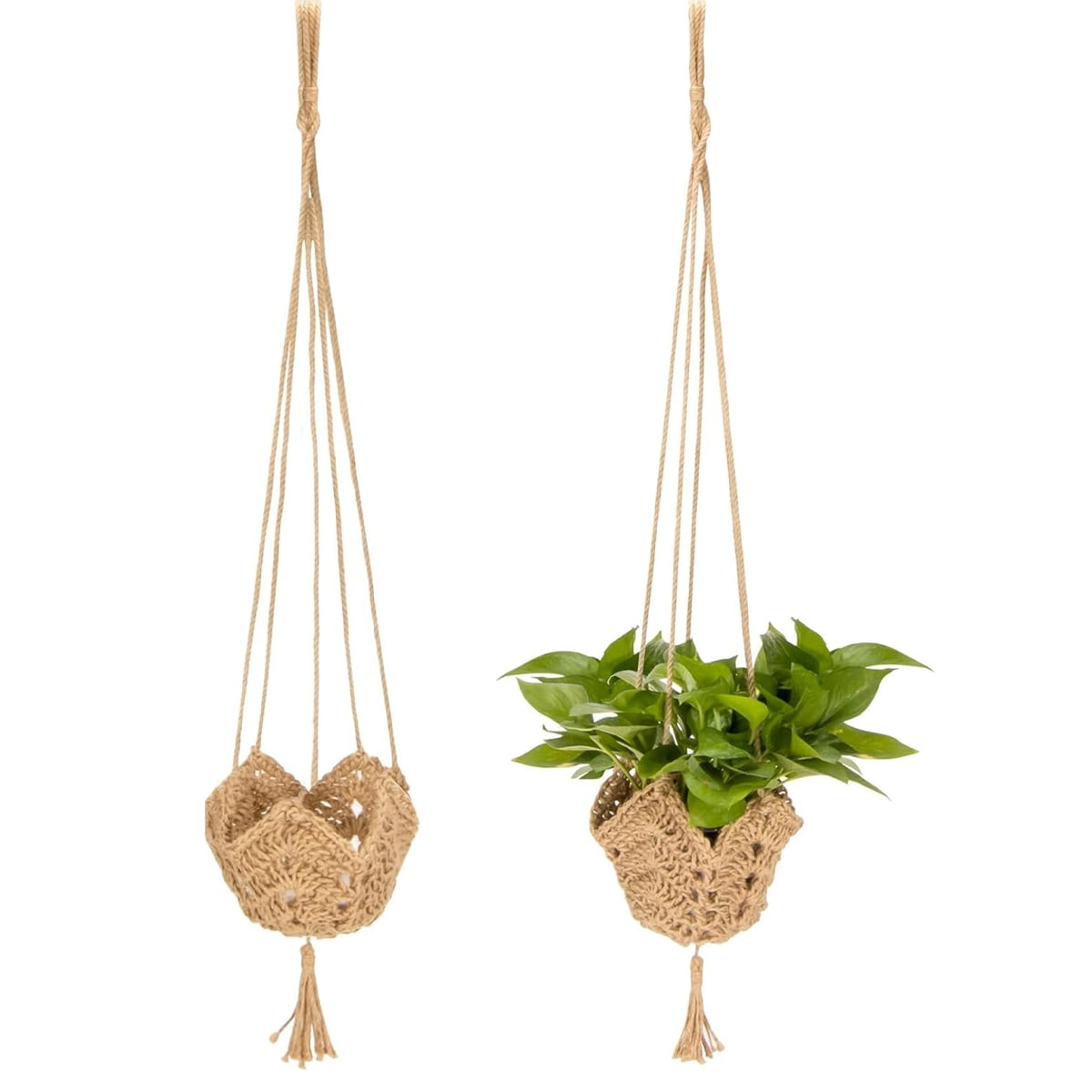 Plant Hangers,Tutuviw 40in Jute Crochet Long Plant Hanger,Flower Pots ...