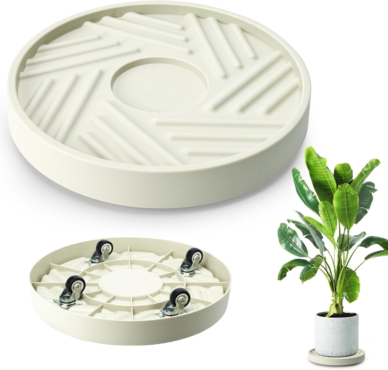 Plant Holder with Hidden Wheels, 11.6Inch Planter Roller Base, 360 ...