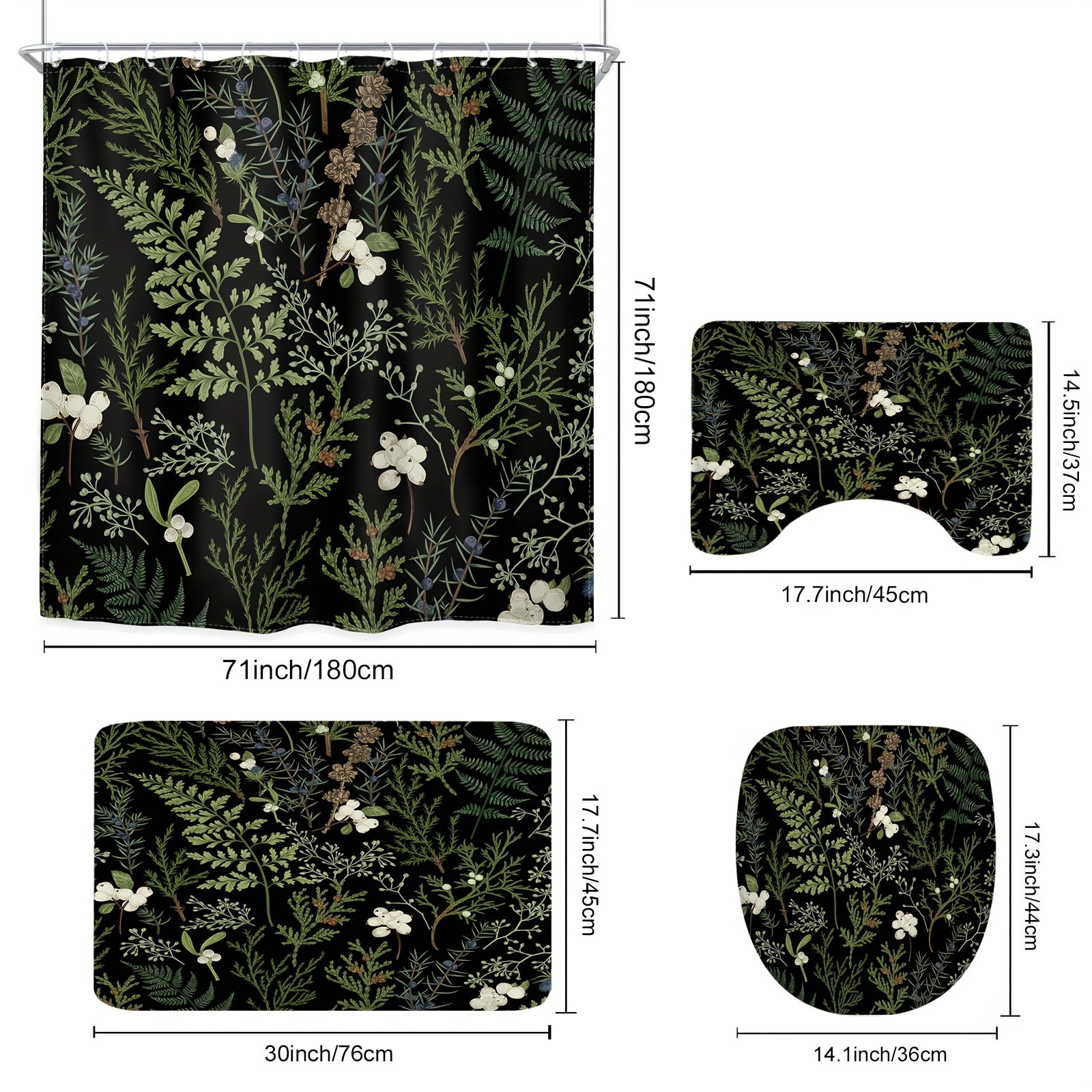 Plant Leaf Shower Curtain Set, Vintage Country Cottage Sage Green ...