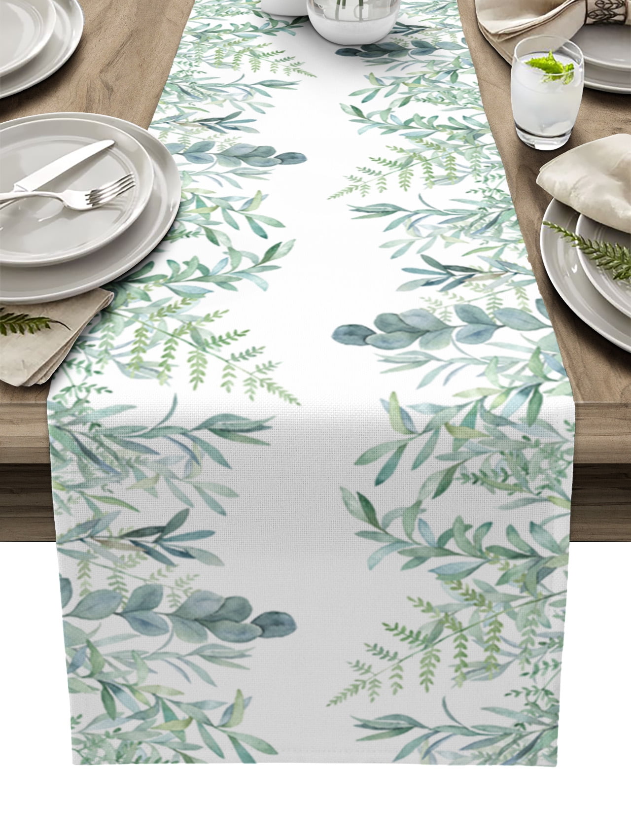 Plant Leaf White Background Table Runner Wedding Table r Exquisite ...