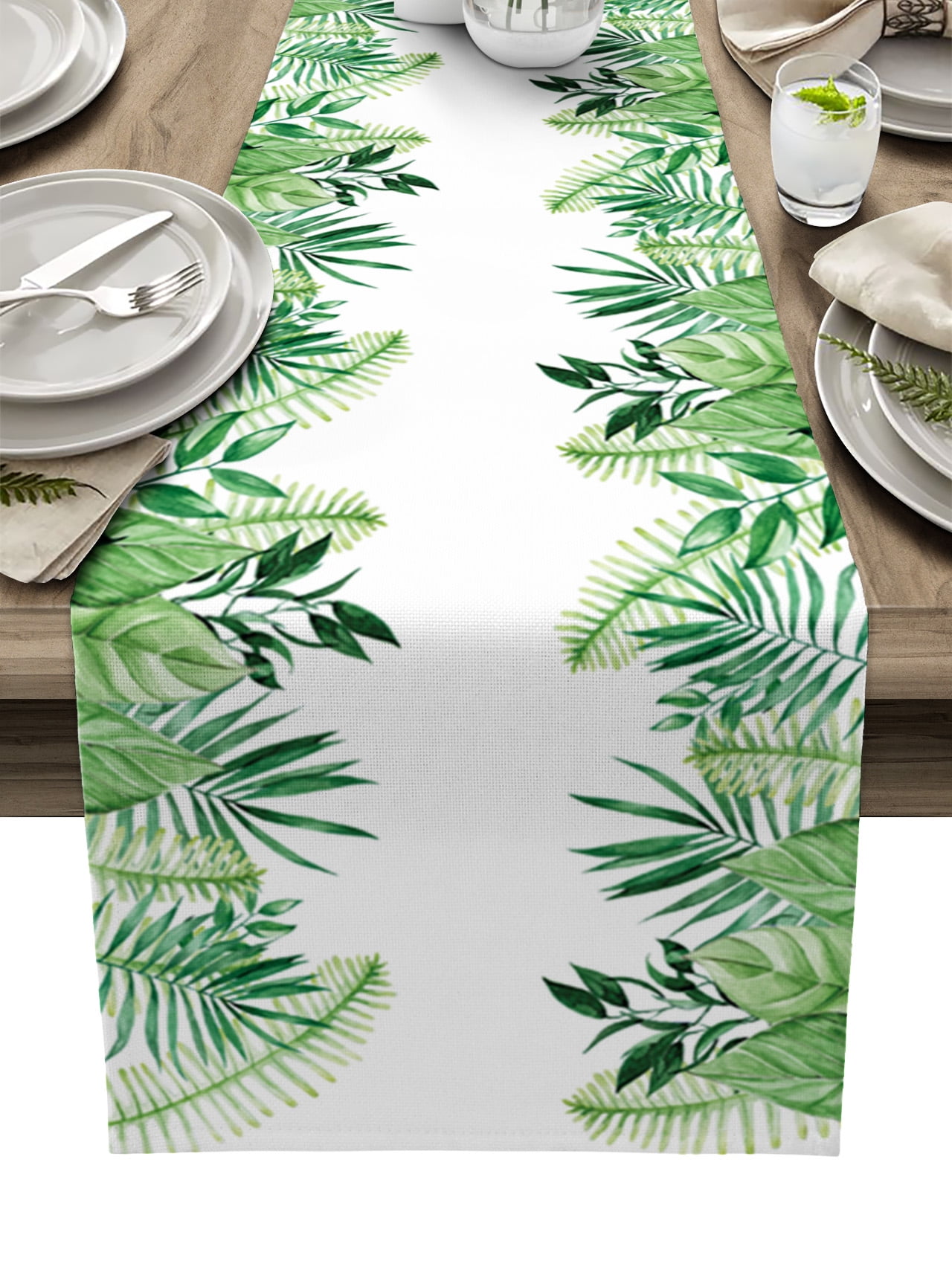 Plant Leaf White Background Table Runner Wedding Table r Exquisite ...