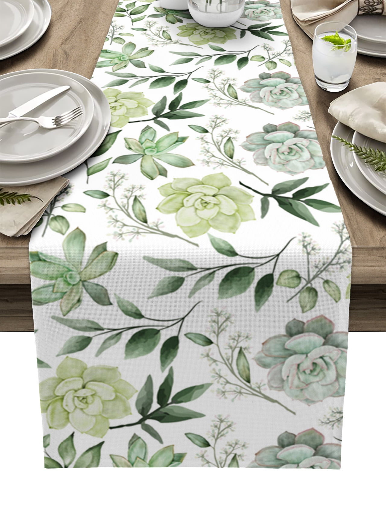 Plant Leaf White Background Table Runner Wedding Table r Exquisite ...