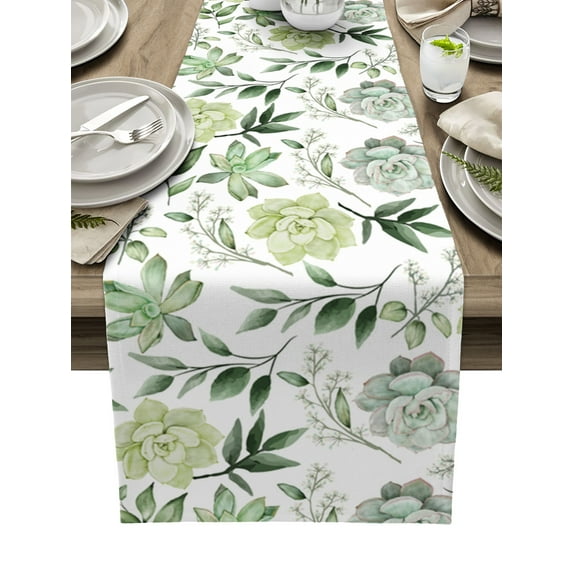 Plant Leaf White Background Table Runner Wedding Table r Exquisite ...