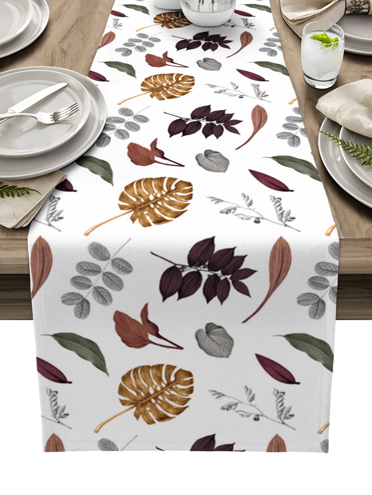 Plant Leaf White Background Table Runner Wedding Table r Exquisite ...
