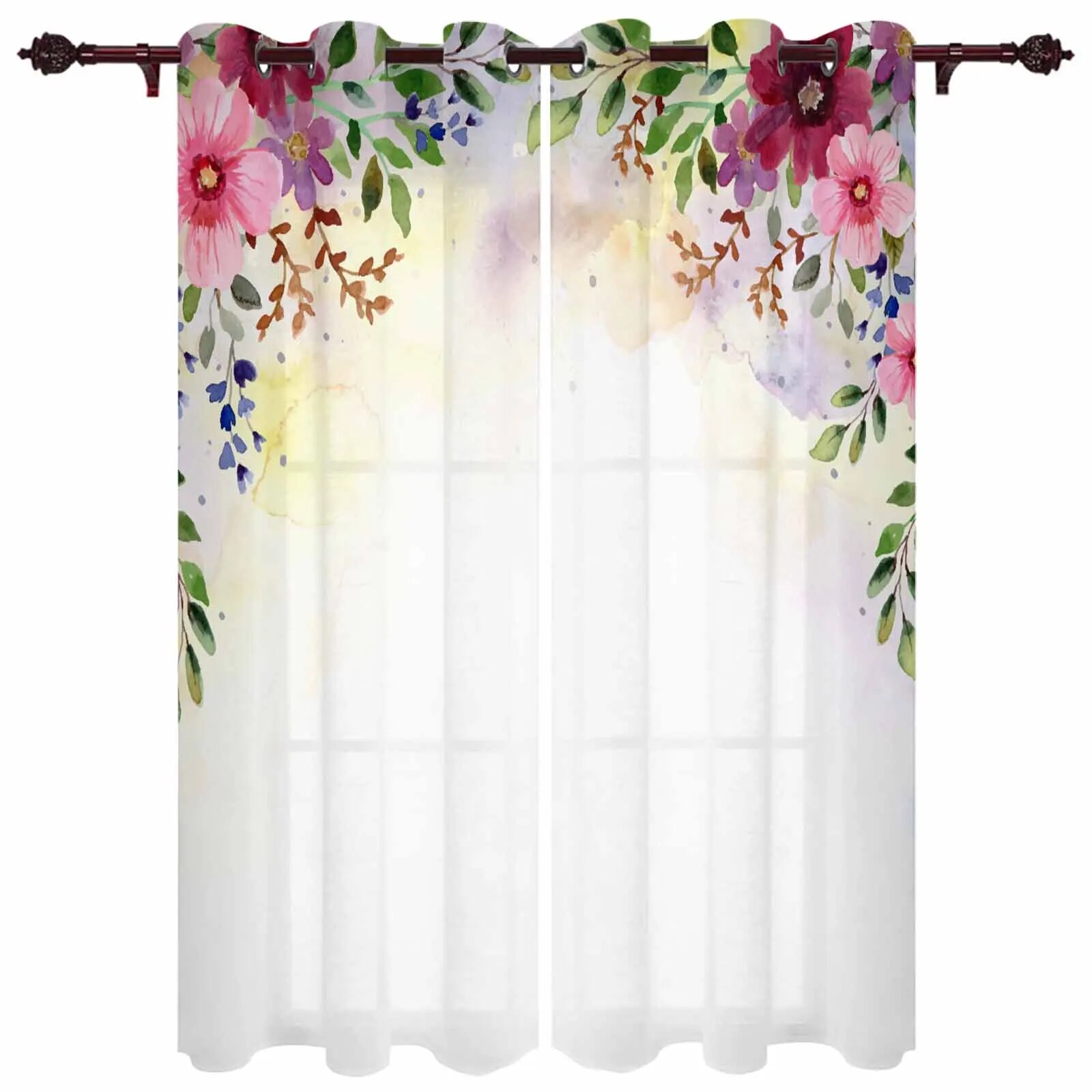 Plant Leaves Blue Modern Hall Curtains for Living Room Bedroom Window ...