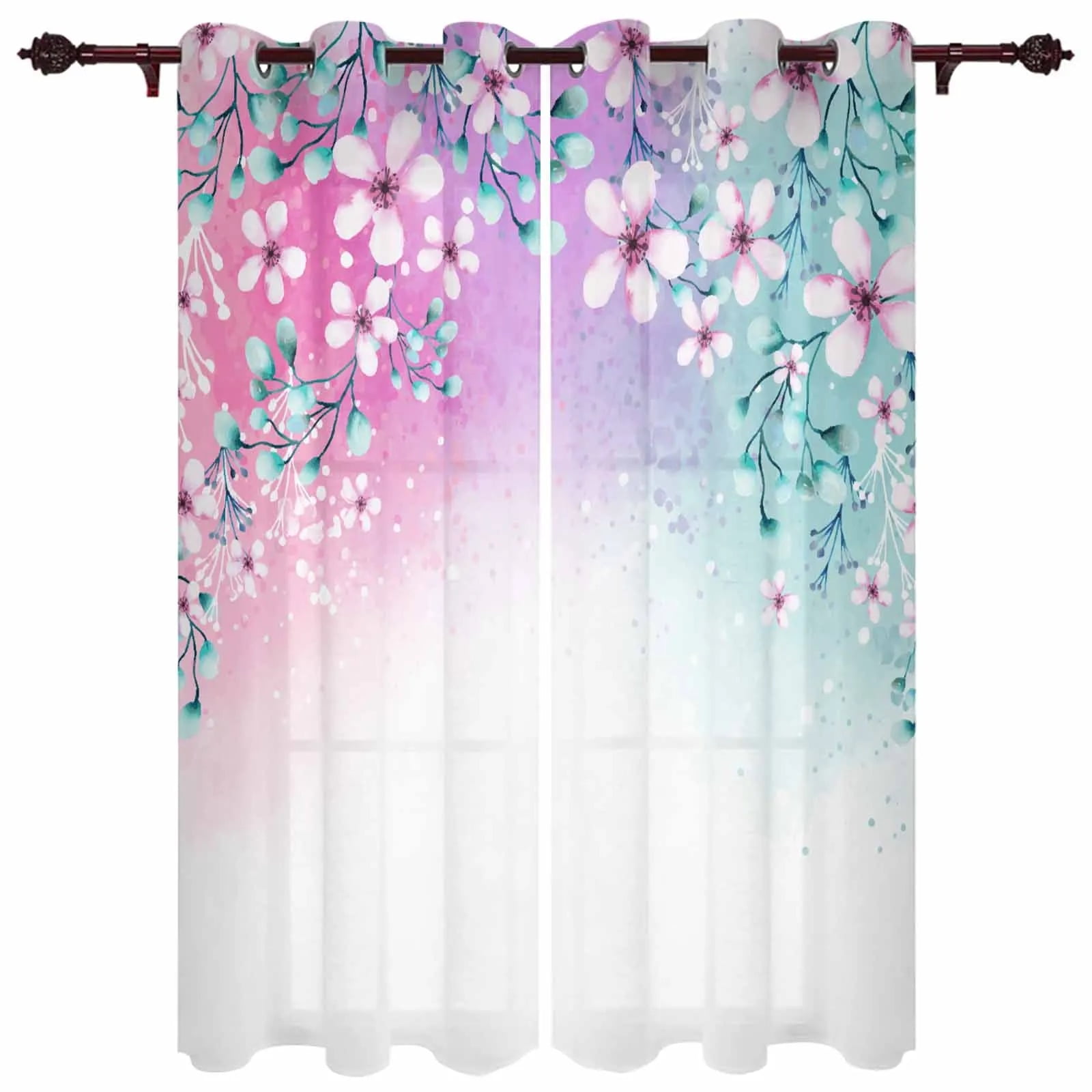 Plant Leaves Blue Modern Hall Curtains for Living Room Bedroom Window ...