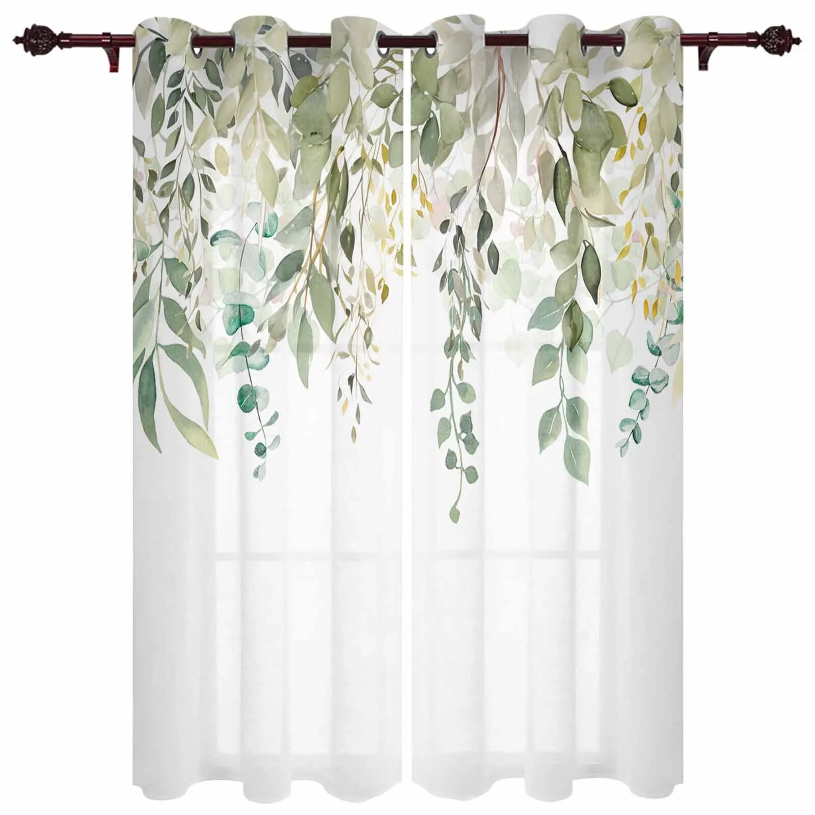 Plant Leaves Blue Modern Hall Curtains for Living Room Bedroom Window ...