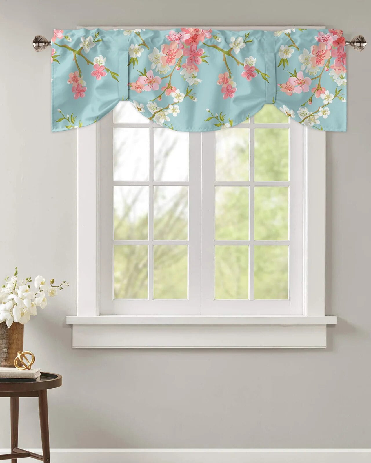 Plant Leaves Flower Small Curtain Rod Pocket Short Curtains Home Decor ...