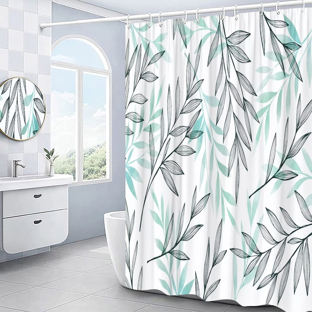 Plant Leaves Shower Curtain Set Fresh Nature Garden Green Eucalyptus ...