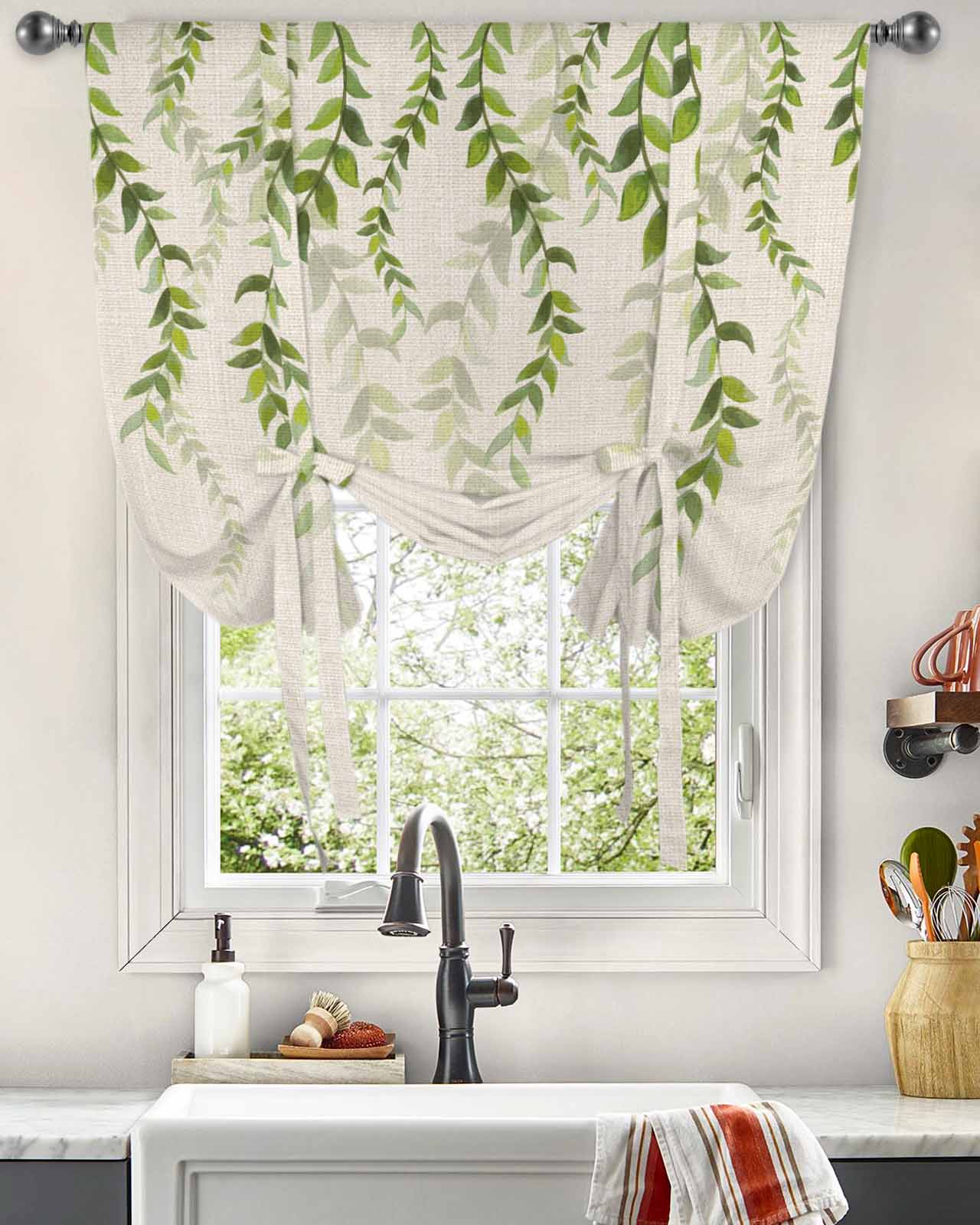 Plant Leaves Vine Window Curtain for Living Room Bedroom Balcony Cafe ...