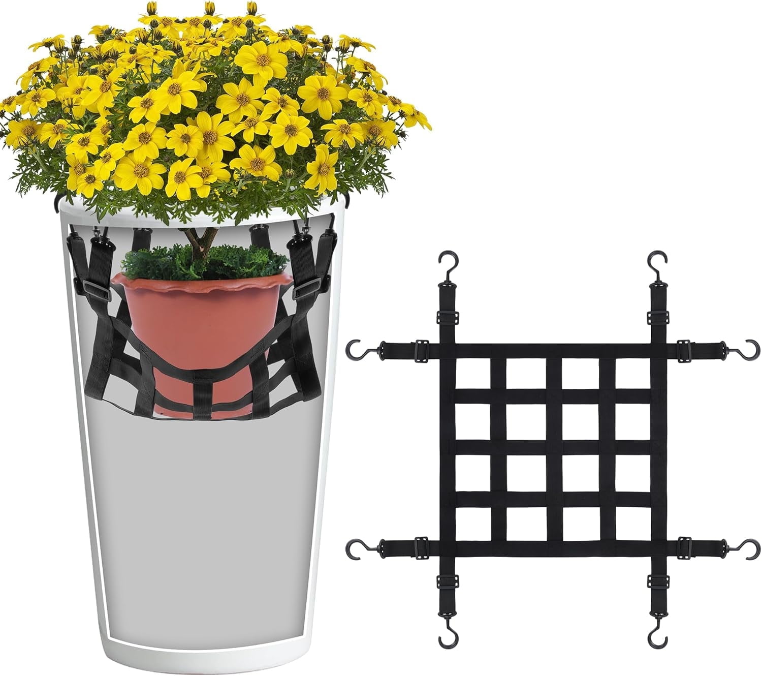Plant Lift Net Hanger - Mesh Insert Hooks, Adjustable Support Riser ...