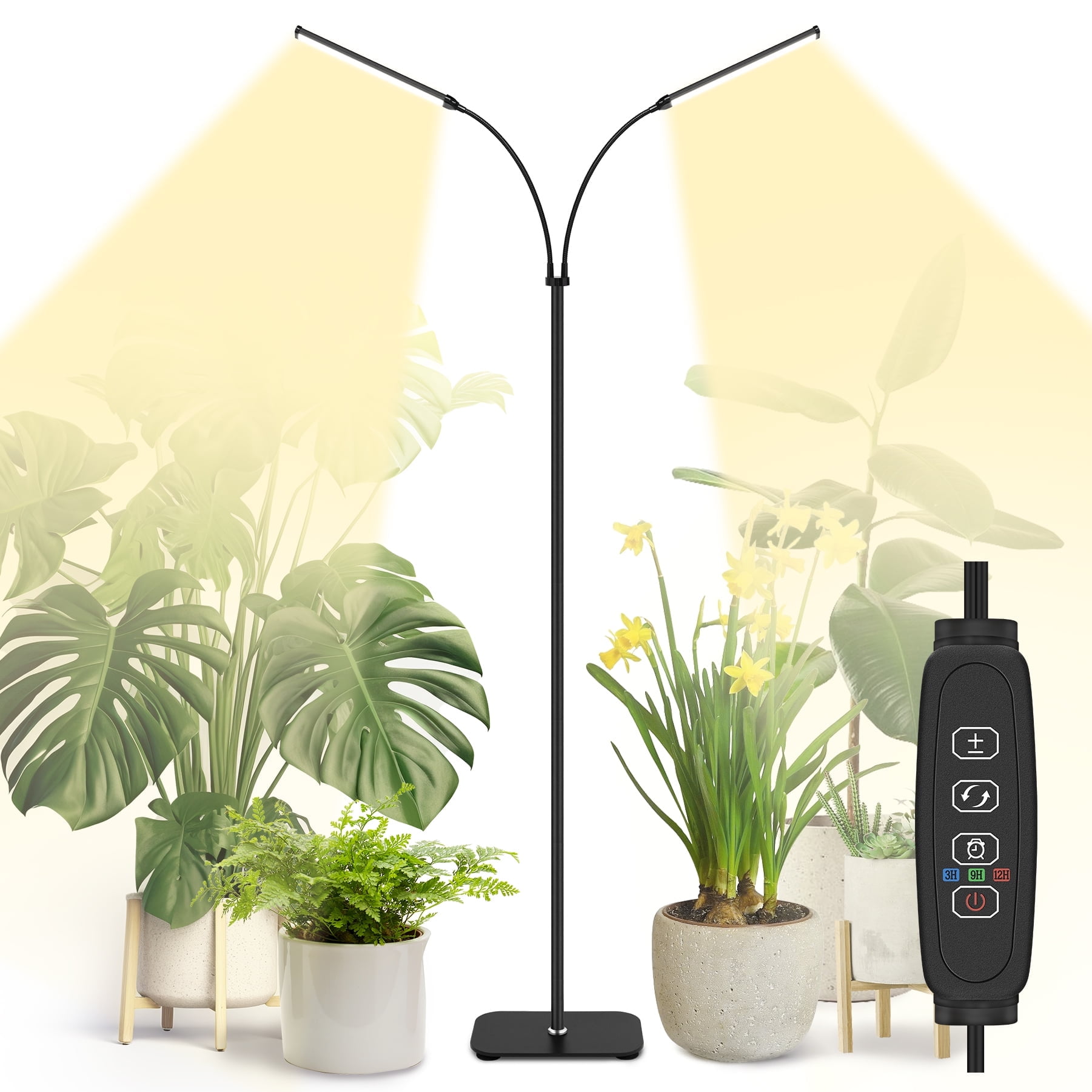 Plant Light for Indoor Growing, 2-head Full Spectrum Grow Light with 66 ...