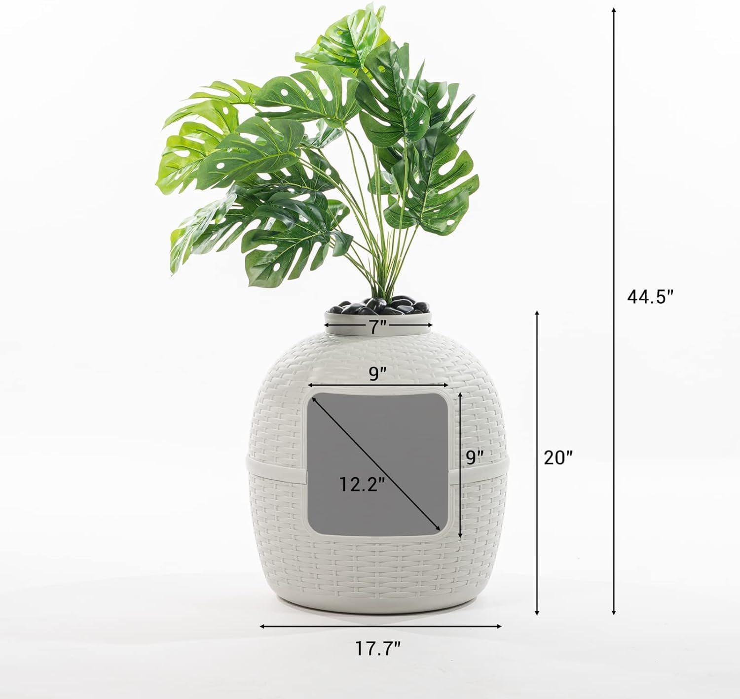 Plant Litter Box, Hidden Litter Box with Rattan Pattern for Large Cat ...
