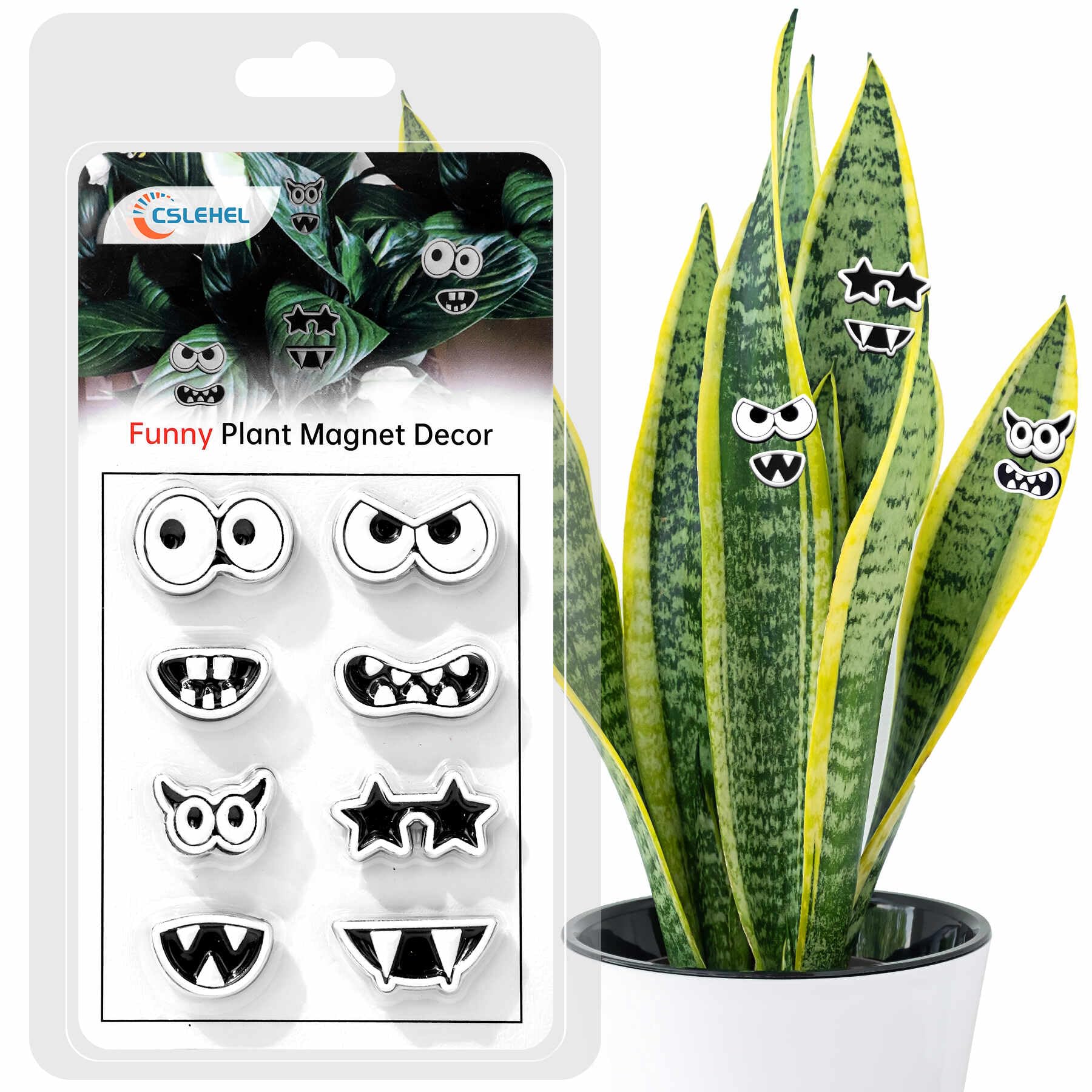Plant Magnets Eyes Mouth for Potted Plants， 8 PCS Fridge Magnets ...
