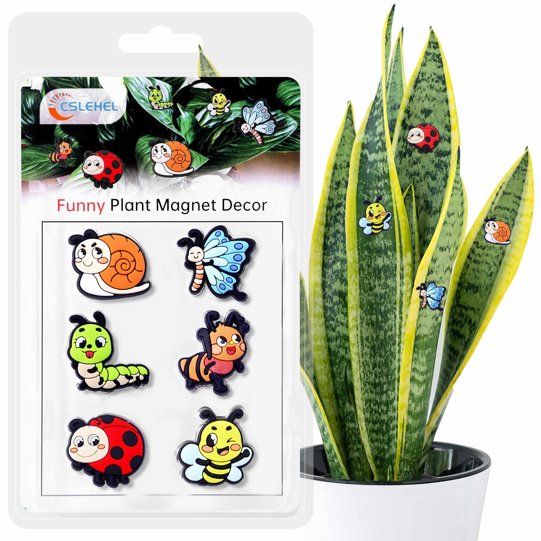 Plant Magnets Insects for Potted Plants ，6 PCS Cute Magnetic Plant Eyes ...