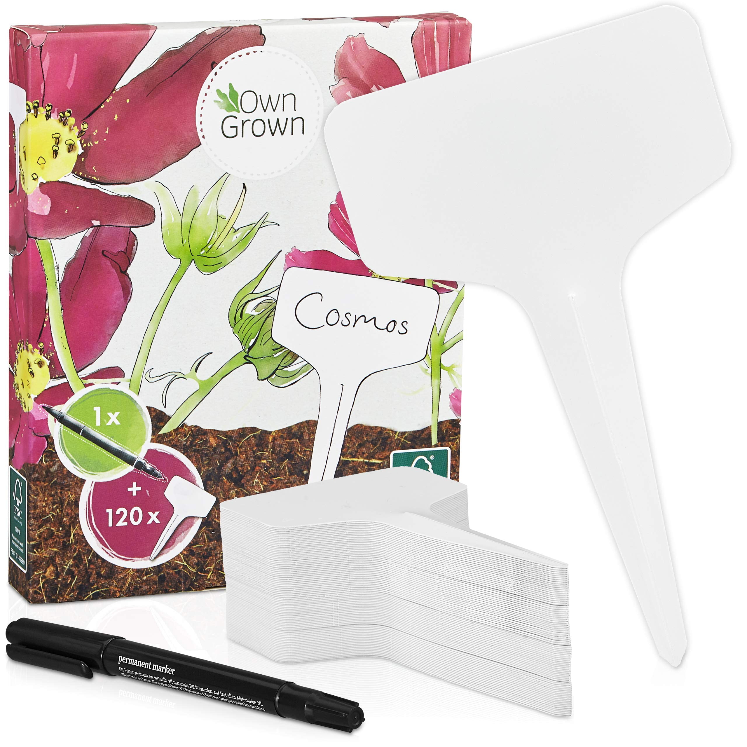 OwnGrown Premium 120 Wooden Plant Name Tags with Waterproof Marker Pen ...