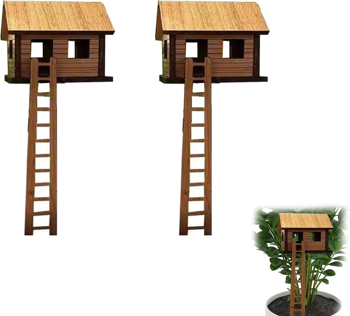 Plant Mini Treehouse, Miniature Wooden House, Mini Flower Pot Tree ...