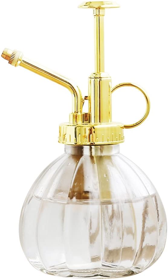Plant Mister, 6.5" Tall Decorative Glass Water Spray Bottle with Gold ...