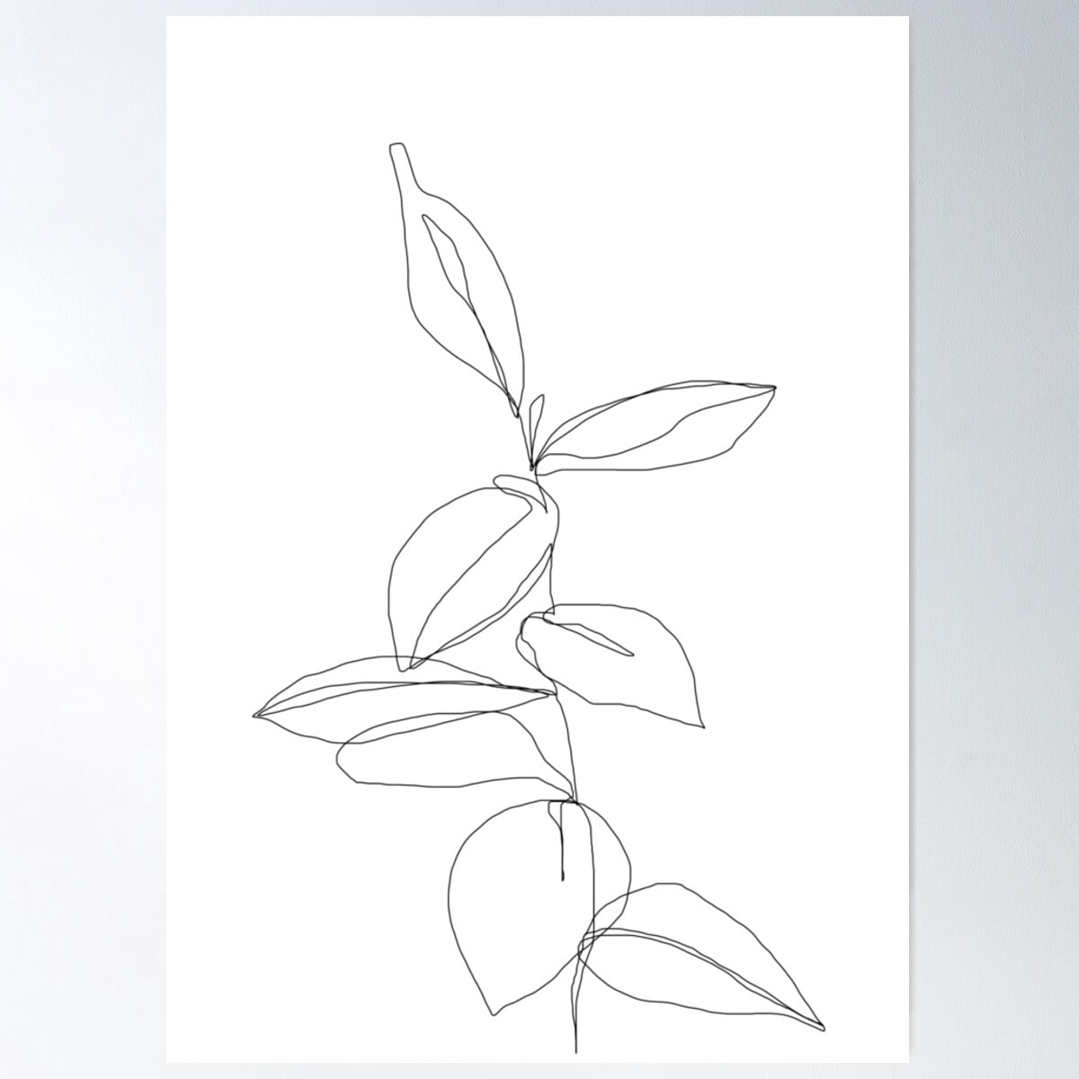 Plant One Line Illustration - Berry Poster Wall Art, Modern Wall Decor ...