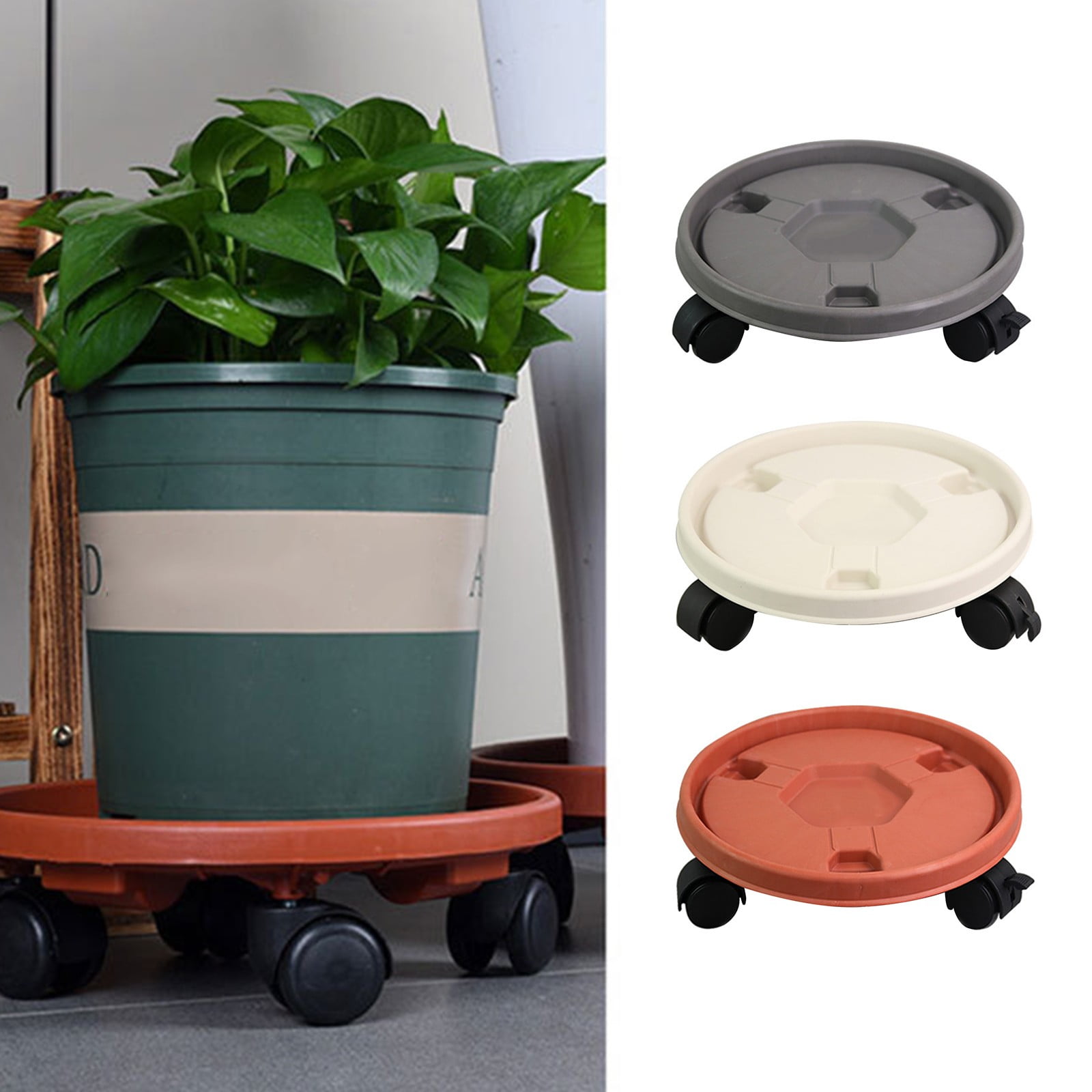 Plant Pallet Caddy with Wheels By Ljxge Round Rolling Plant Stand Plant ...