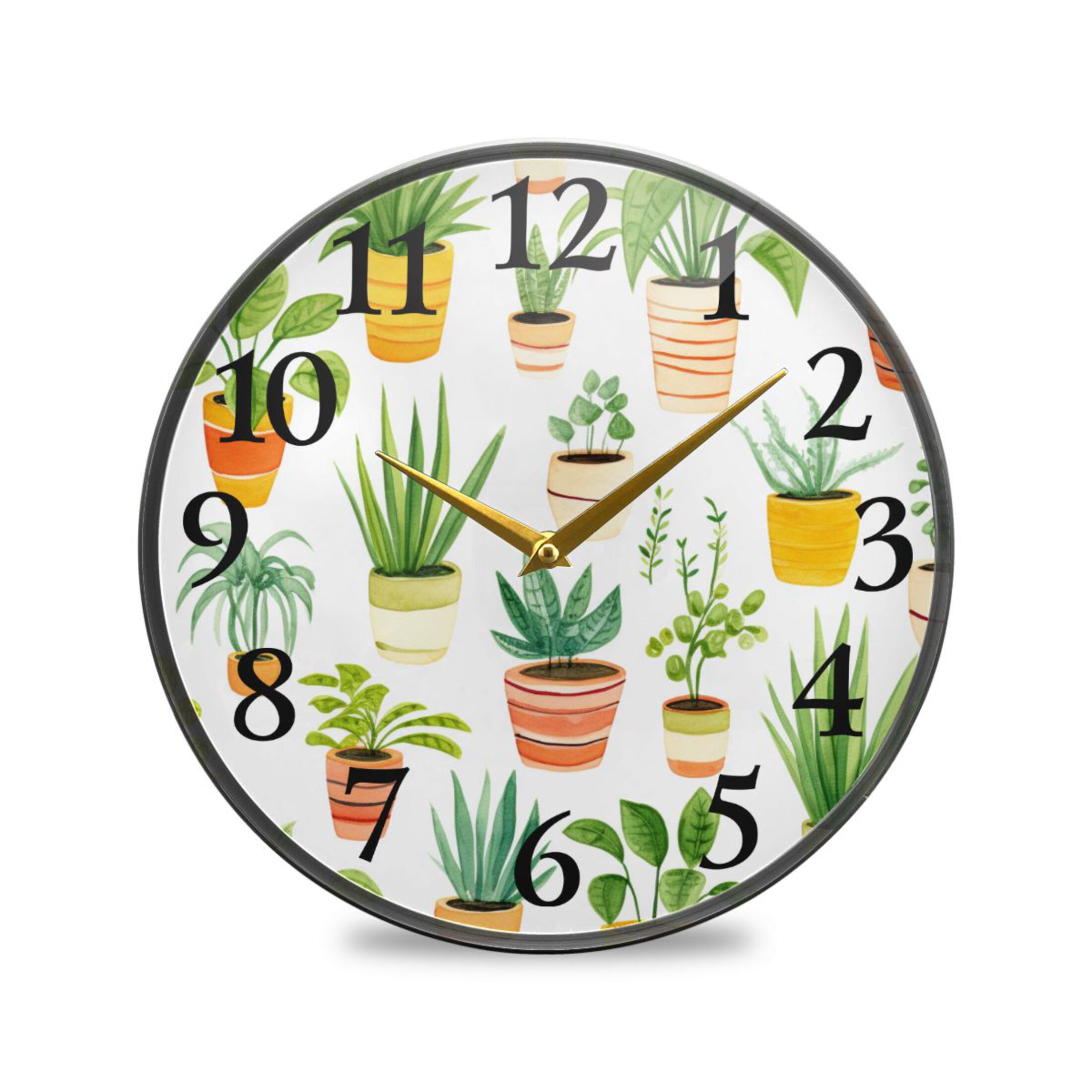 Plant Pattern Wall Clocks Battery Operated 11.9 Inch Round Clock ...