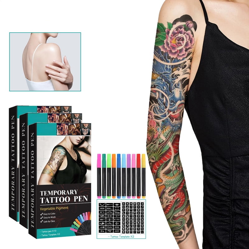 Plant PigmentsTemporary Tattoos Kit, 10 Color Semi Permanent Temporary ...
