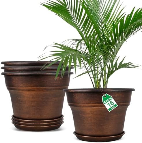Plant Planters Pots Set of 4 Pack 13 Inch，Large Plastic Flower Pot for ...
