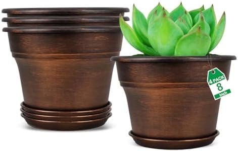 Plant Planters Pots Set of 4 Pack 13 Inch，Large Plastic Flower Pot for ...