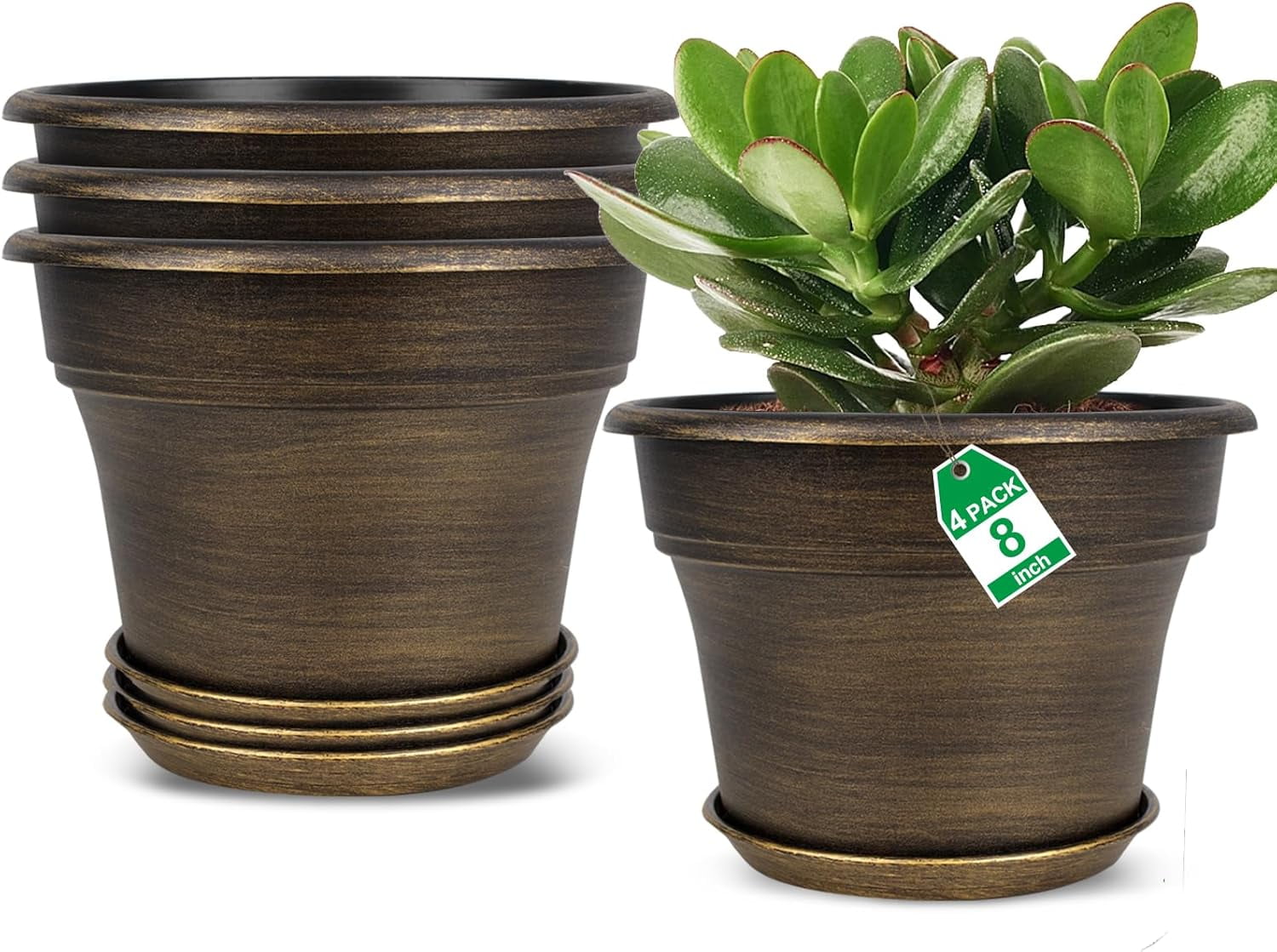Plant Planters Pots Set of 4 Pack 16 Inch，Large Plastic Flower Pot for ...