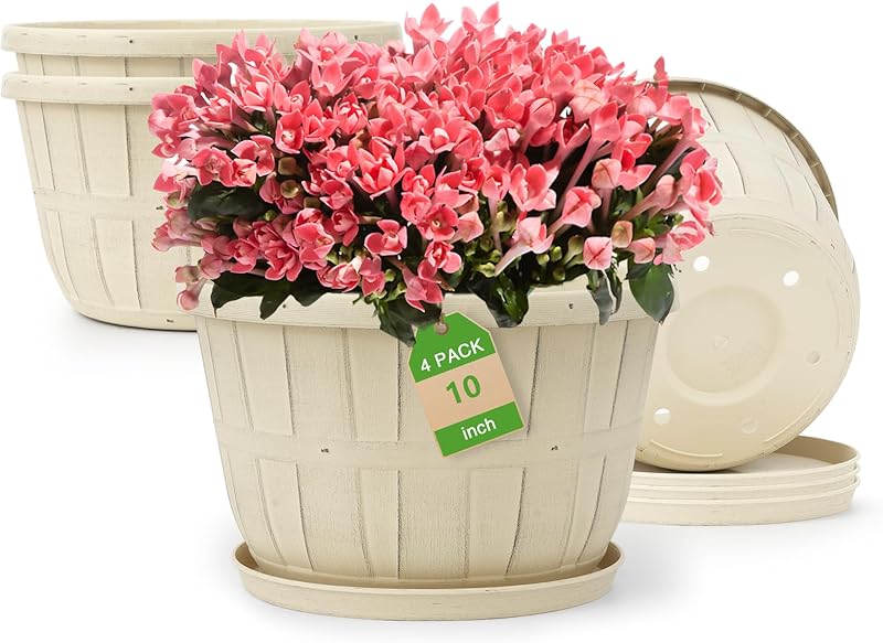 Plant Planters Pots Set of 4 Pack 16 Inch，Large Plastic Flower Pot for ...