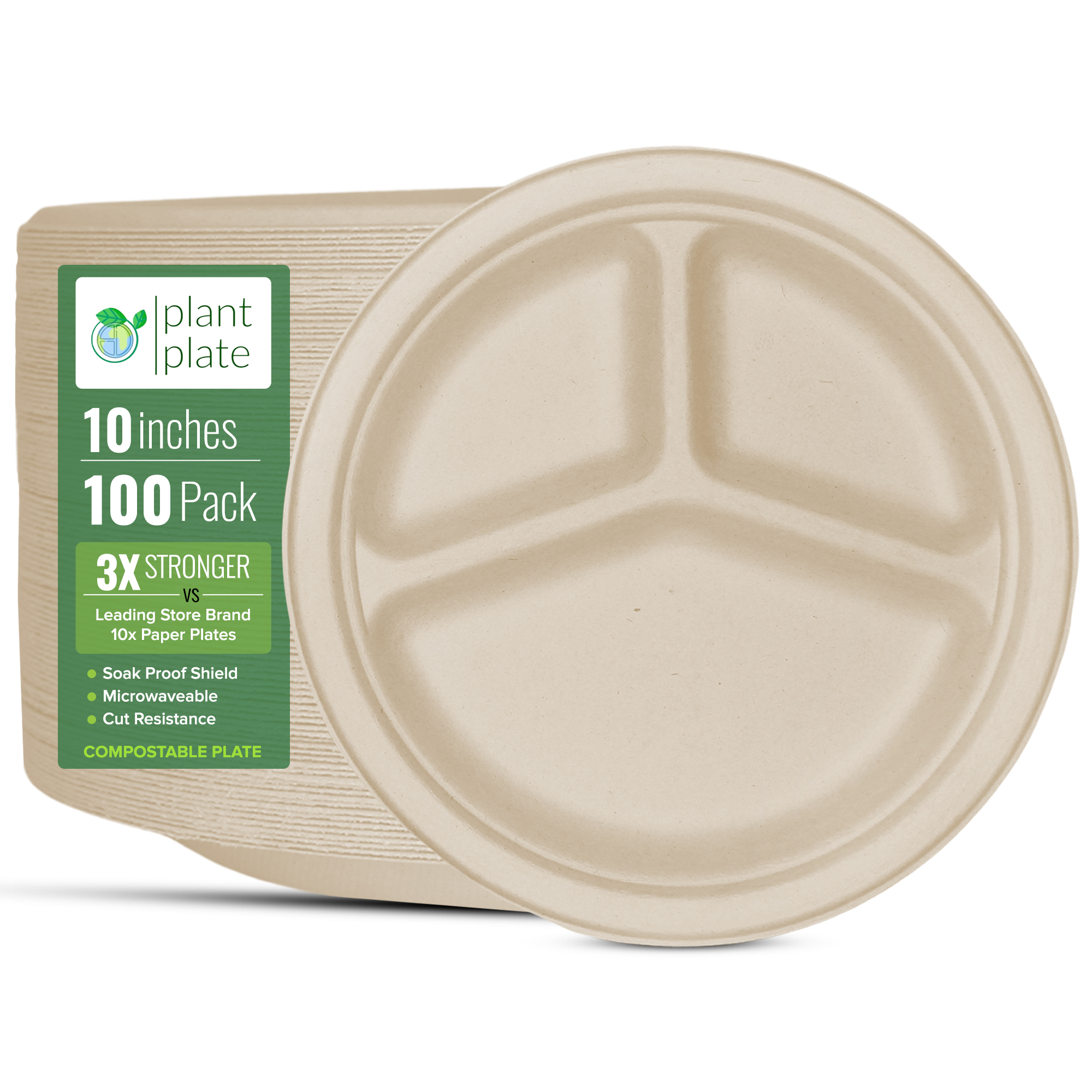 Plant Plate 100-Pack of 10-Inch Paper Plate. Heavy Duty Disposable ...