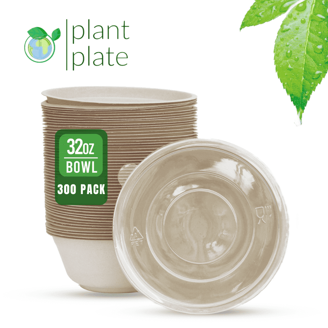 Plant Plate 300-Pack Eco-Friendly 32oz Heavy Duty Disposable Bowls ...
