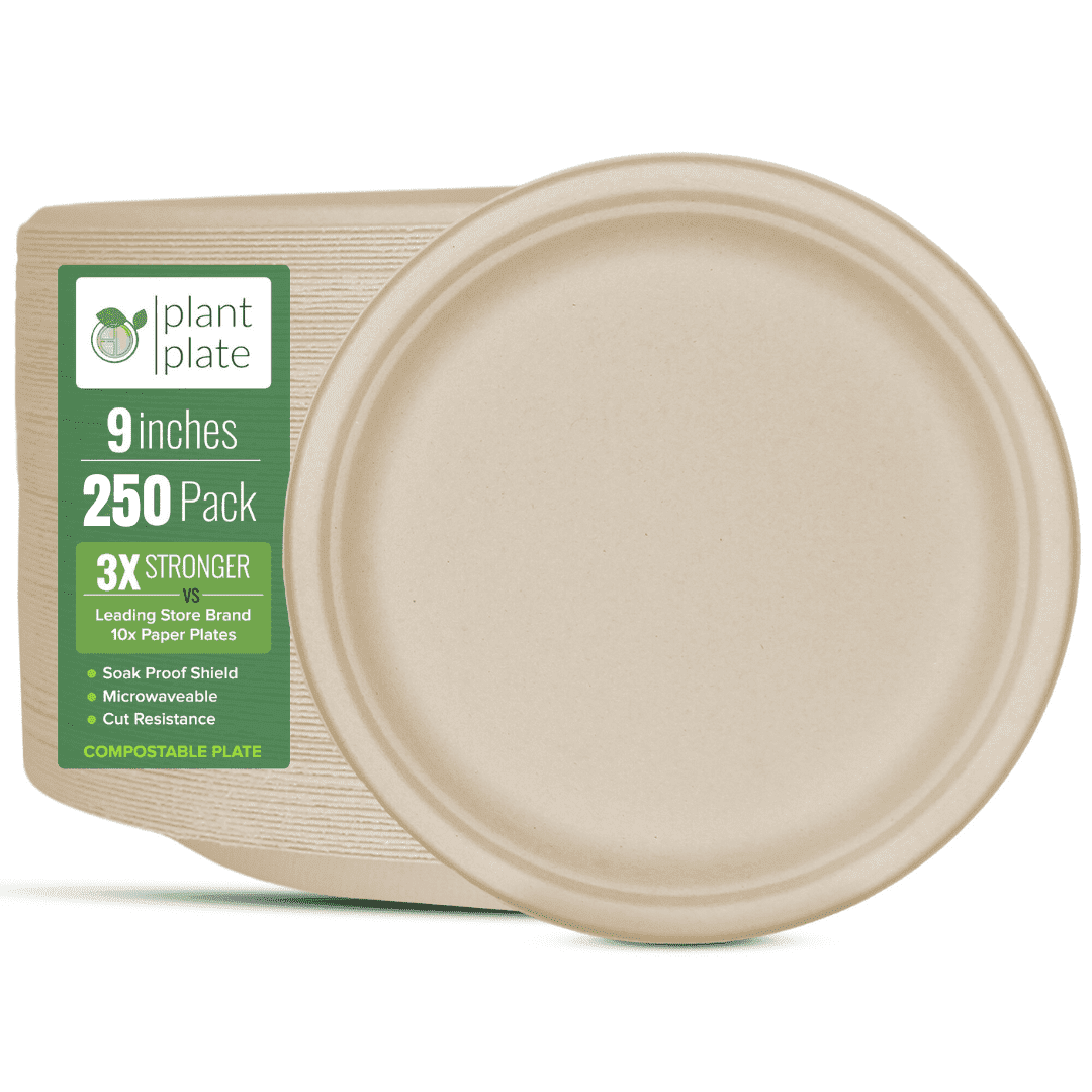 Plant Plate 9-Inch Round Biodegradable, Eco-Friendly Disposable Plates ...